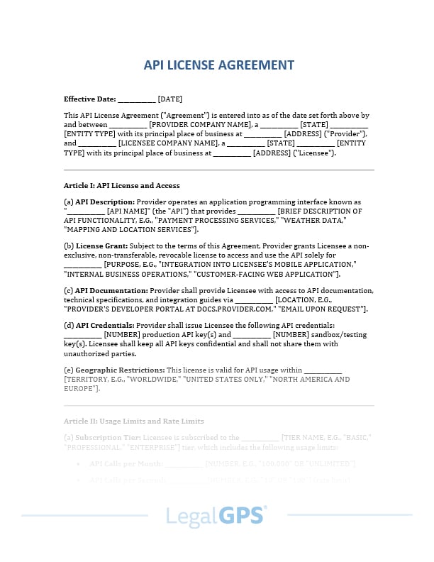 API License Agreement