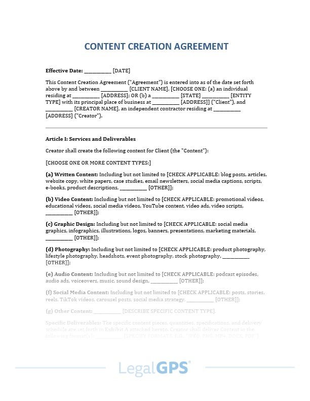 Content Creation Agreement