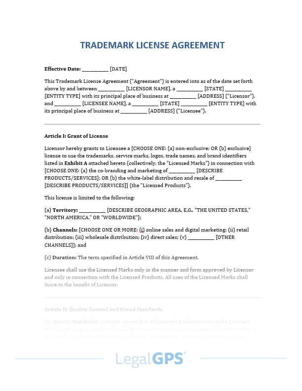 Trademark License Agreement (Co-Brand/White-Label)