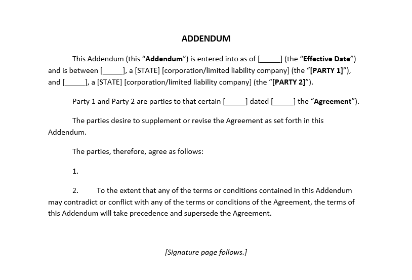 Contract Addendum Template | Legal GPS