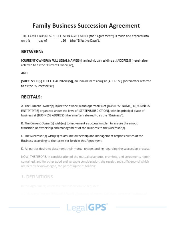 Family Business Succession Agreement