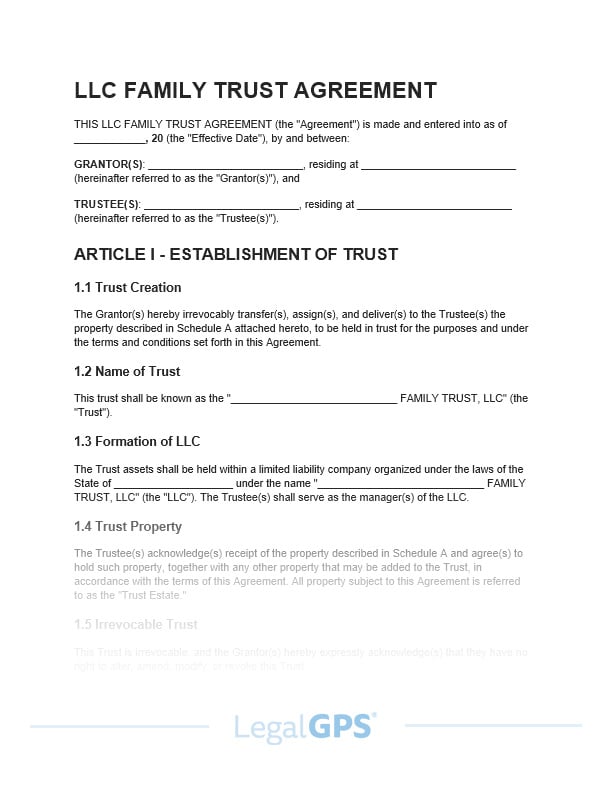 LLC Family Trust Agreement