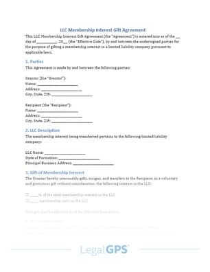 LLC Membership Interest Gift Agreement