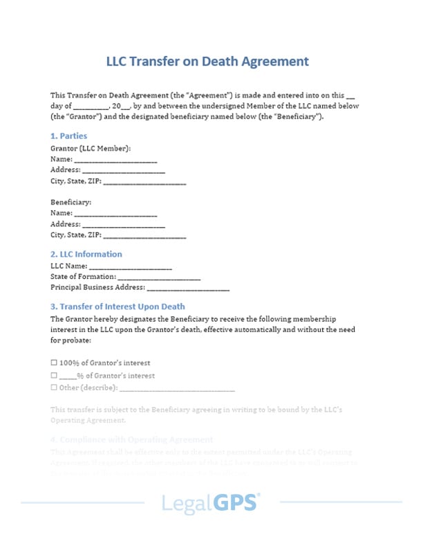 LLC Transfer on Death Agreement