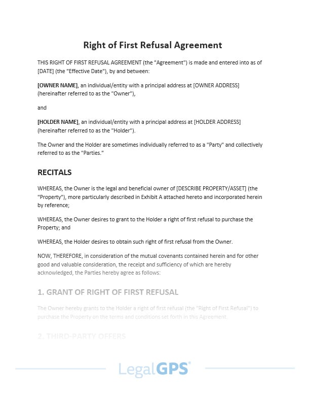 Right of First Refusal Agreement