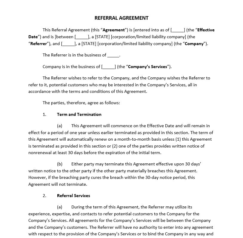 Referral Agreement Template | Legal GPS