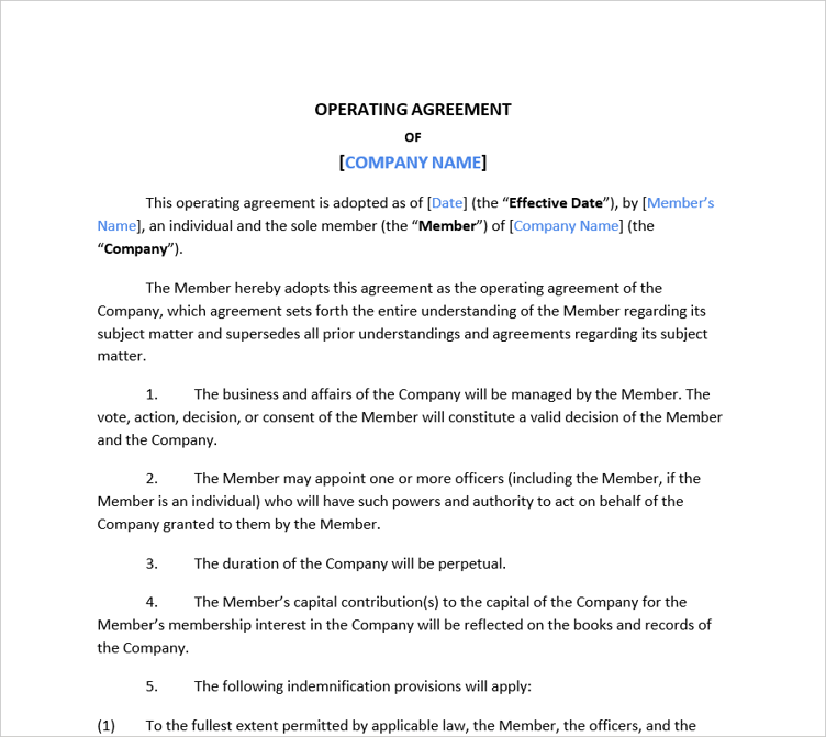 LLC Operating Agreement Template: Create a Customized Agreement Today